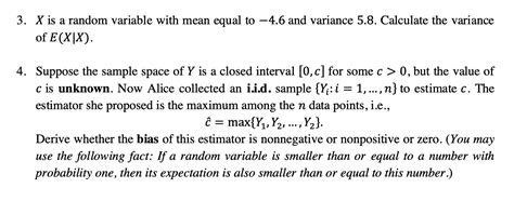 solved 3 x is a random variable with mean equal to 4 6 and