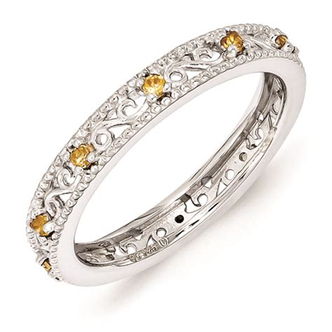 Carina Gems Sterling Silver Ring Citrine Stones