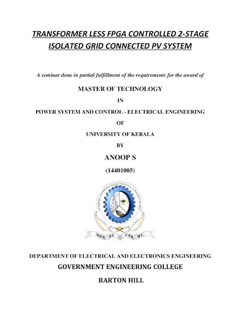 PDF Transformer Less FPGA Controlled 2 Stage Isolated Grid Connected
