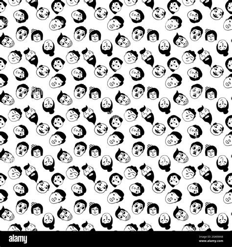 Funny Faces Seamless Pattern Vector Illustration Human Pattern Stock
