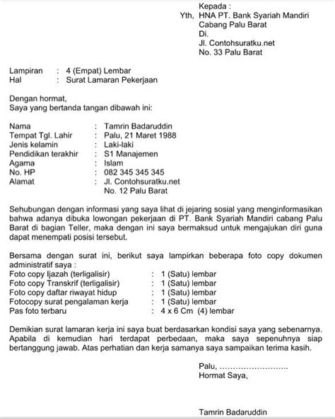 43 Contoh Surat Lamaran Kerja Pt Pln New Hutomo