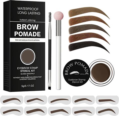 5 Colors Brow Pomade Eyebrow Stamp And Stencil Kit Brow