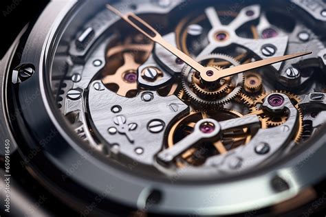 A Detailed Shot Reveals The Intricate Gears And Levers Of A Watchs
