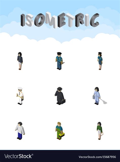 Isometric Person Set Of Detective Officer Vector Image
