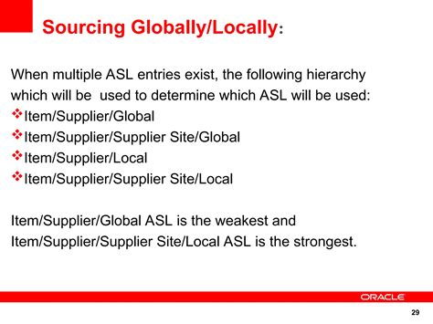 Asl And Sourcing Asl And Sourcing Rule For Oracle Ppt