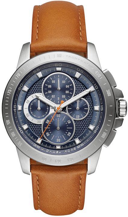 Mens Michael Kors Ryker Brown Leather Chronograph Watch Mk8518