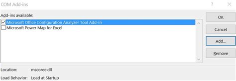 Excel 2016 Com Add In Inquire Doesnt Exist Microsoft Community