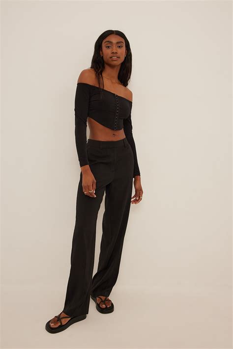 Off Shoulder Closure Top Black Na Kd