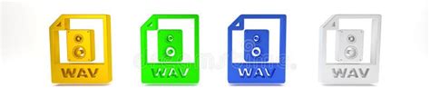 Colorful Wav File Document Download Wav Button Icon Isolated On White Background Stock