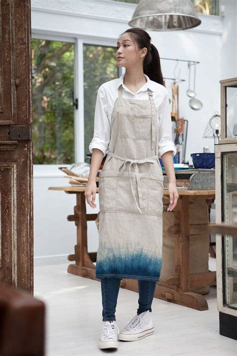 Linen Pinafore Apron Linen Apron Japanese Apron Washed Long Apron No