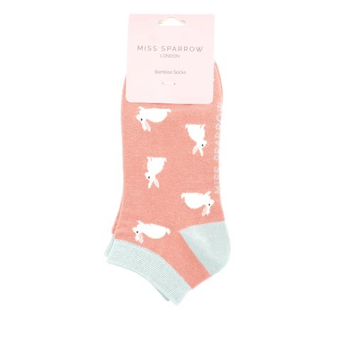 Miss Sparrow Rabbits Trainer Bamboo Trainer Socks Peach Luscious