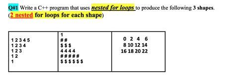 Solved Q 1 Write A C Program That Uses Nested For Loops Chegg