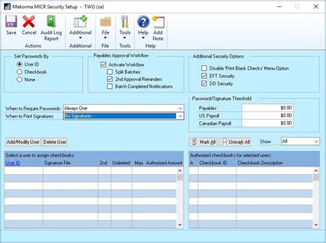 Setup Signatures Approvals By User Id Mekorma Products For Gp User