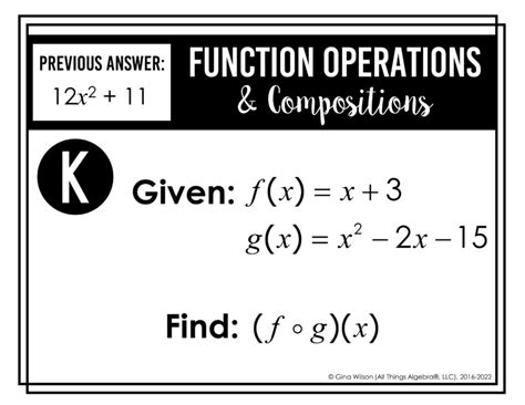 Function Operations Compositions Scavenger Hunt All Things Algebra