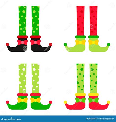 Set Of Elf Feet In Flat Style Isolated Stock Vector Illustration Of