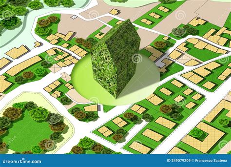 Imaginary City Map With A Green Building The Architecture Of T Stock