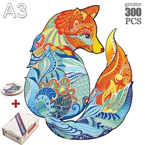 Puzzle 3D en bois Mandala pour enfants HULI 21 A3 Rhinocéros