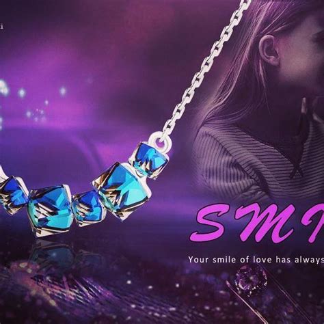 Love Smiling Crystal Cubics Necklace With Swarovski Crystals By Plato H