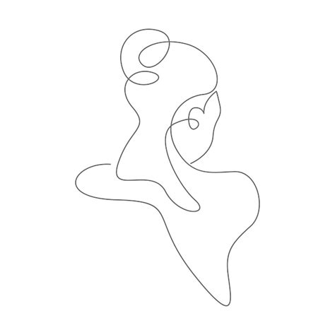 Projeto De ícone De Arte De Linha De Rosto De Mulher Vetor Premium
