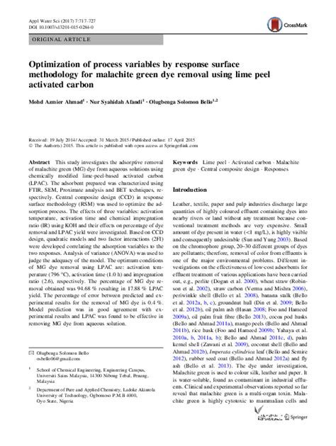 pdf optimization of process variables by response surface methodology