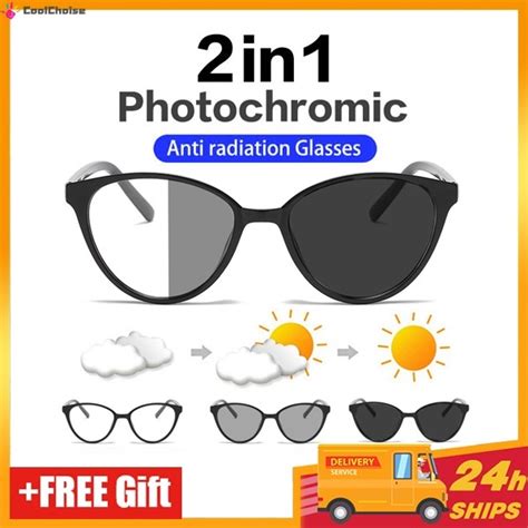 Photochromic Eye Glasses Anti Radiation For Women Men Cat Eye