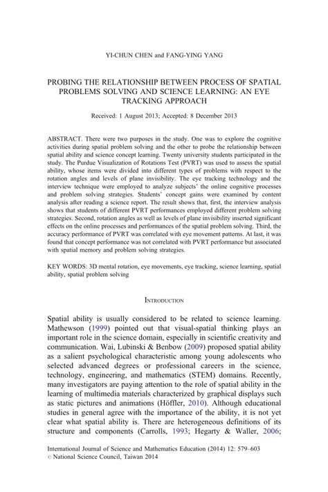 Pdf Probing The Relationship Between Process Of Spatial Problems
