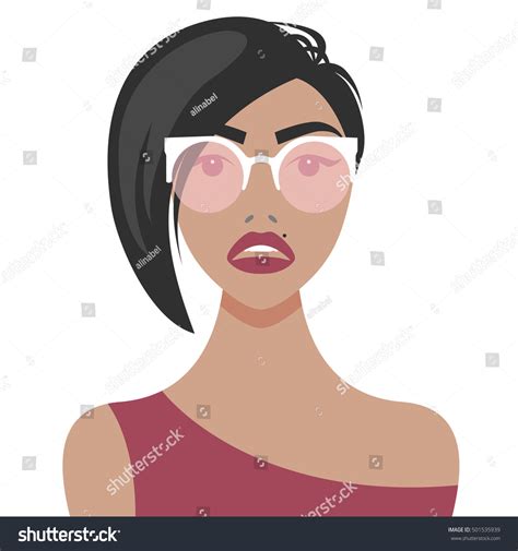 Vector Illustration Sexy Girl Glasses Flat Stock Vector Royalty Free