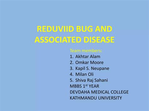 Reduviid Bug And Chagas Disease Ppt