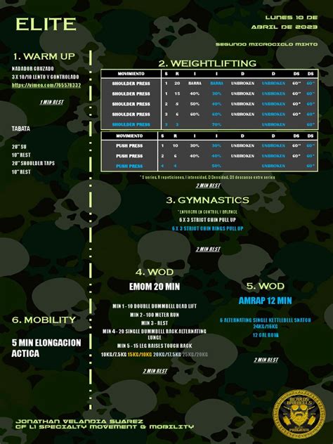 Semana 14 Unity Elite Program Pdf Weight Physical Exercise