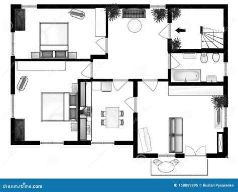 Scale Floorplan Illustration Floor Plan Ffloorplanner Stock