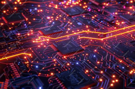 Glowing Circuits And Digital Code Representing Artificial Intelligence And Machine Learning