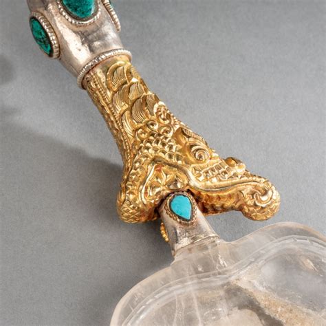 Proantic Scepter In Rock Crystal Silver And Gilded Metal 20th Centu