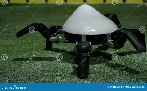 Demonstrating Movement Of Spider Robot At The Exhibition Of Science And Technical Art Hdr