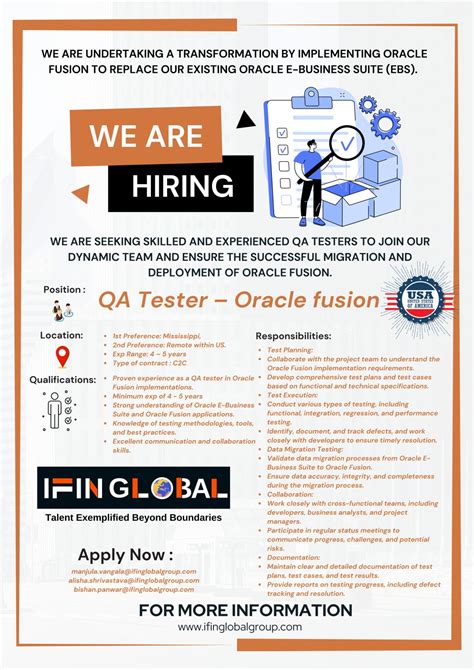 Hiringalert Usa Qatester Qatesters Oraclefusion Ifintalent