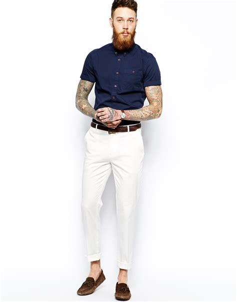 Lyst Asos Skinny Smart Trousers In White For Men