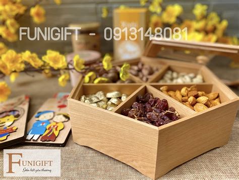 Khay Mứt Tết Khay Gỗ Nguyên Khối 6 Ngăn Funit