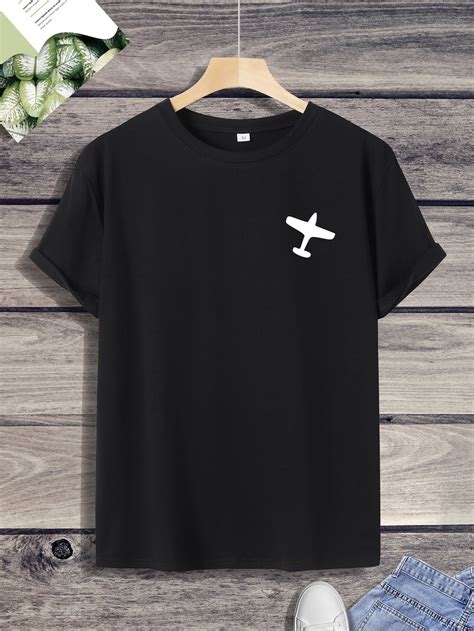Men Plane Print Tee Planet Shirts Tshirt Design Men Shirt Print Design