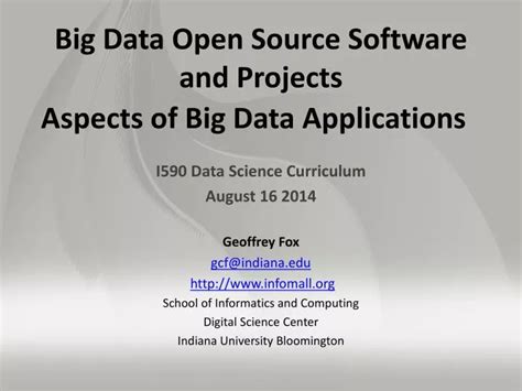 Ppt Big Data Open Source Software And Projects Aspects Of Big Data