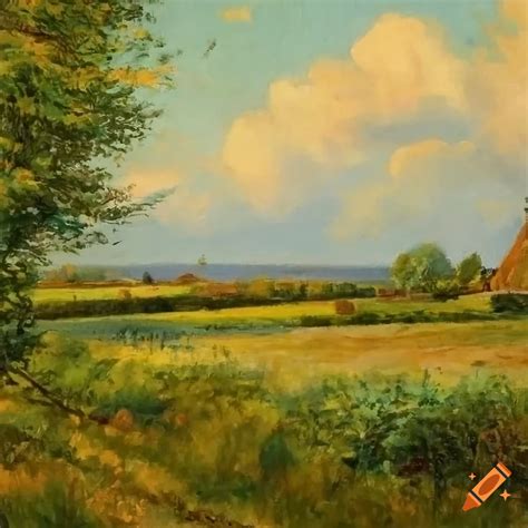 Detailed Vintage Drawing Of A Peaceful Countryside In Holland On Craiyon