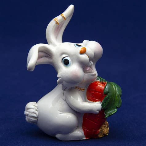 Декоративная Фигурка Кролик с Морковкой, 7,5x5,5x4,5 См, Белый ...