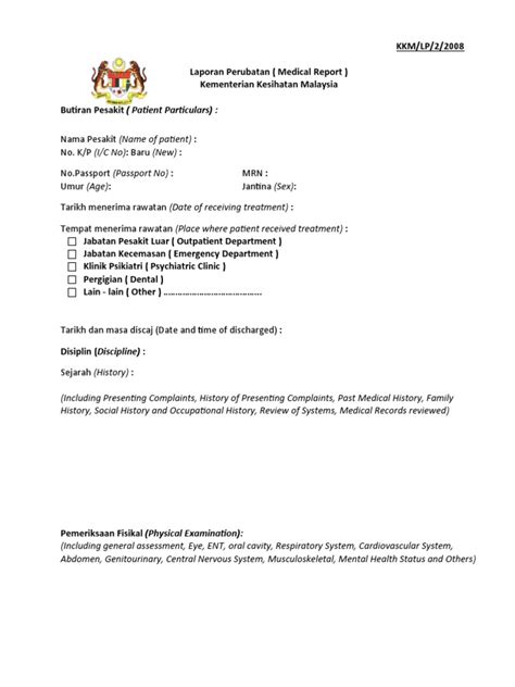 Format Laporan Perubatan Manual 2022 Pdf