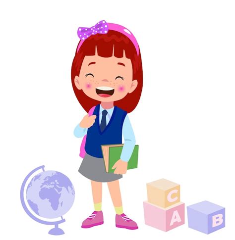 교복을 입은 귀여운 학생 소년 프리미엄 벡터