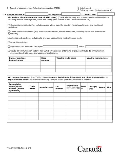 Canada Report Of Adverse Events Following Immunization Aefi Fill Out Sign Online And