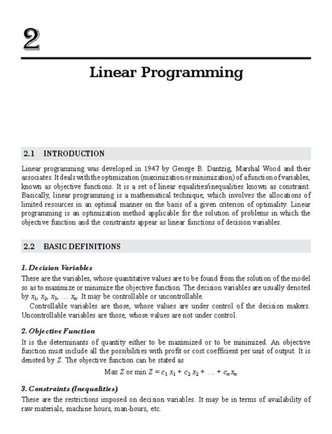 181 Sample Chapter Linear Programming 2 Introduction Linear