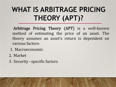 Arbitrage Pricing Theory Pptx