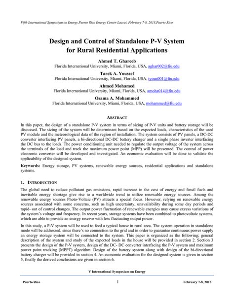 design and control of standalone pv system for rural