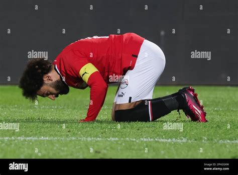 Egypt Cairo 24 March 2023 Mohamed Salah Of Egypt Celebrates After