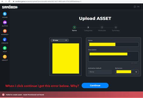 failed to create asset asset provisional not found r thesandboxgaming