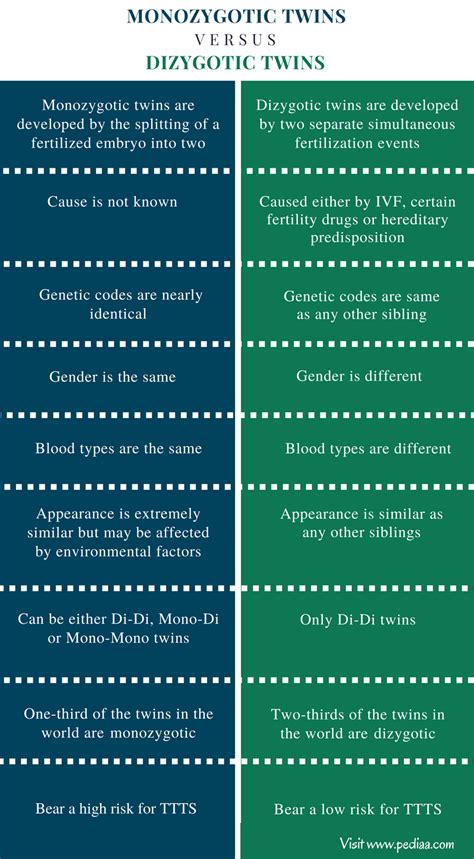Difference Between Monozygotic And Dizygotic Twins Definition Cause Development Features