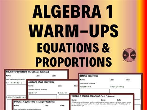 Algebra 1 Warm Ups Solving Equations And Proportions 12 Topics 46